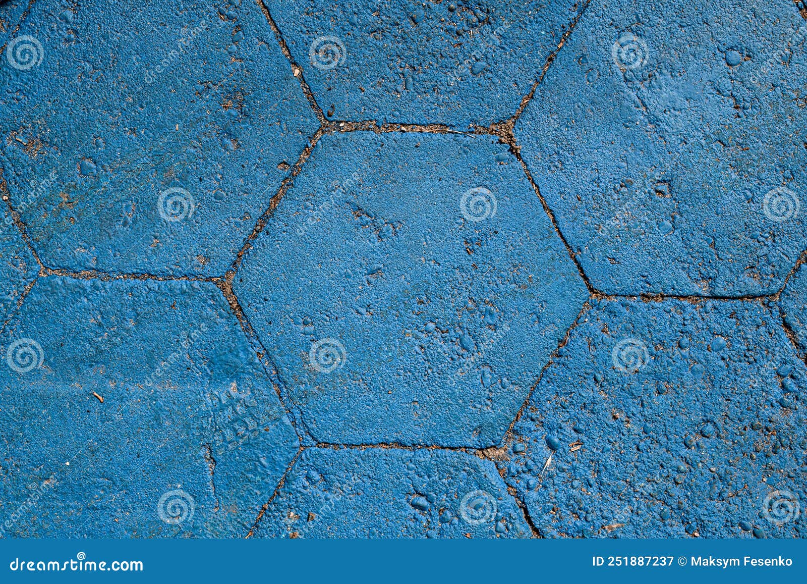Texture of Hexagonal Paving Slabs Covered with Blue Paint. Pavement ...