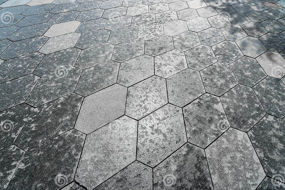 The Texture of Hexagonal Tiled Pavement with Perspective. Stock Image ...