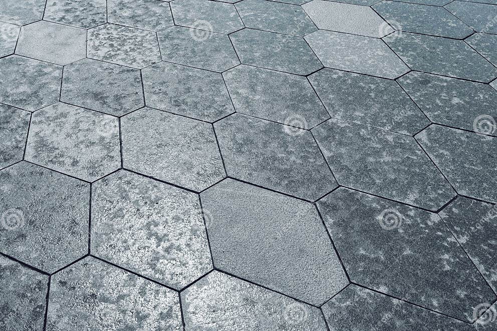 The Texture of Hexagonal Tiled Pavement with Perspective. Stock Photo ...
