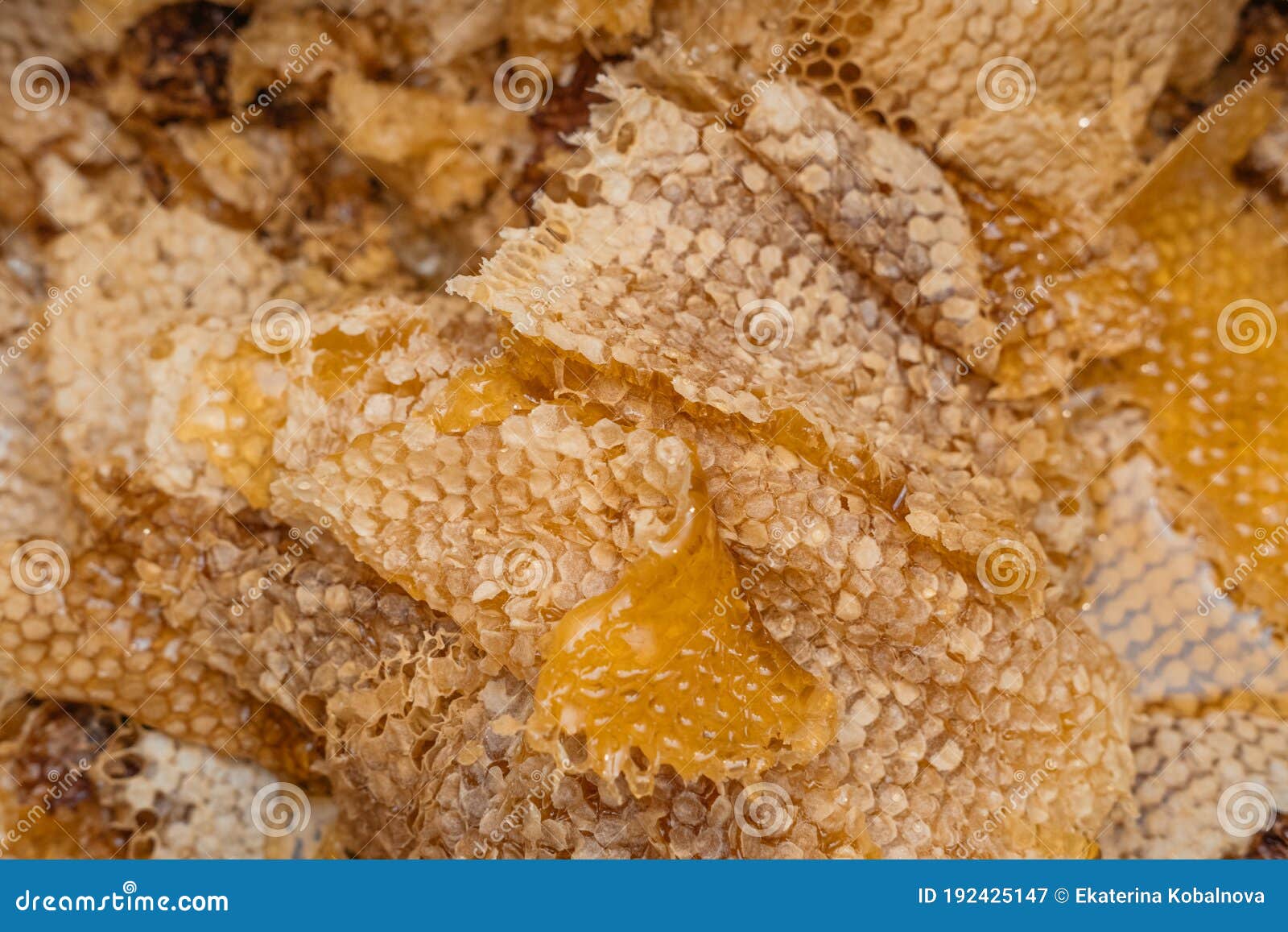 The Texture of the Honeycomb. Thin Layers of Honey Lie in a Pile. a Lot ...