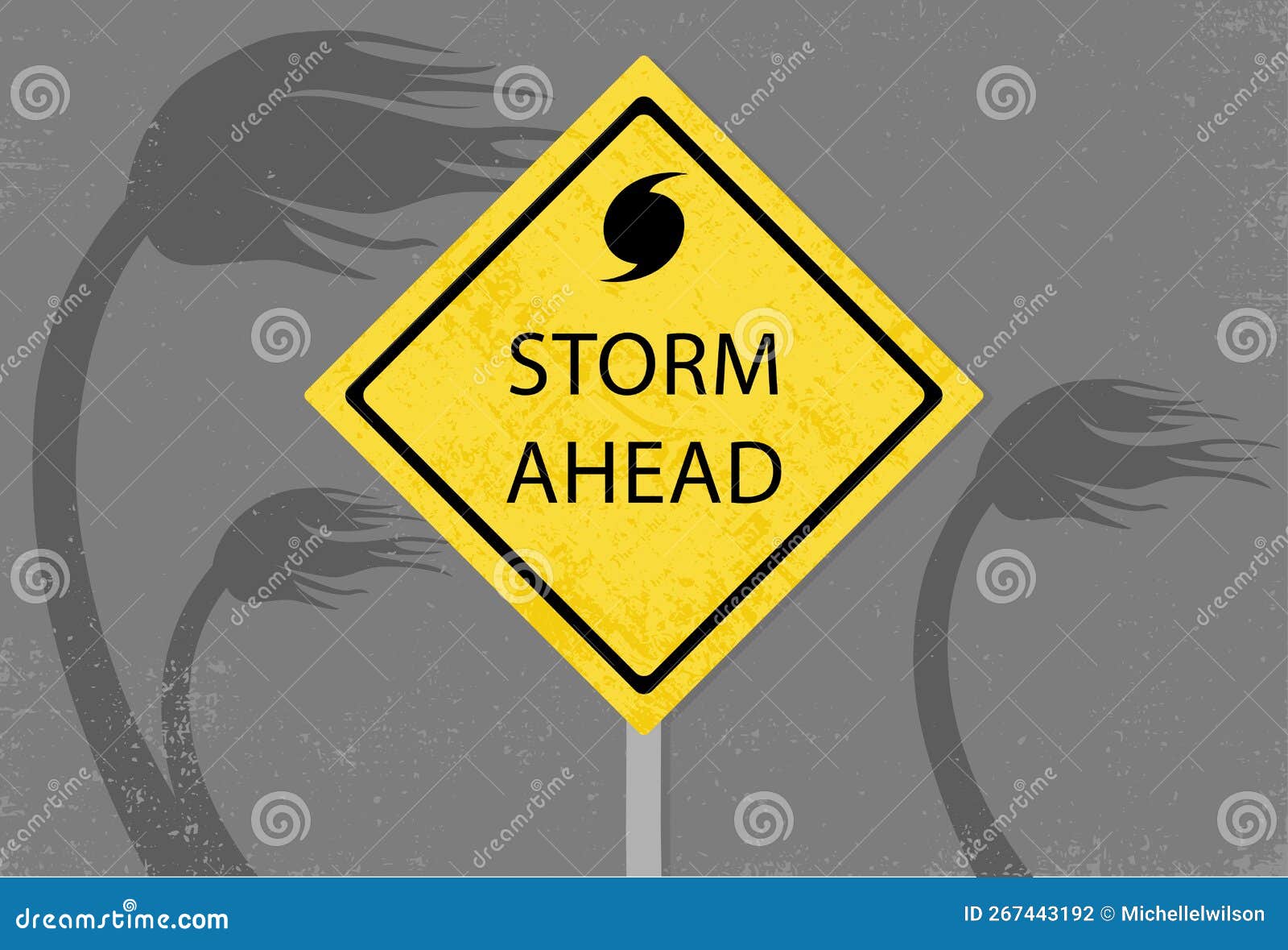 A Yellow Storm Ahead Warning Sign Stock Vector - Illustration of ...