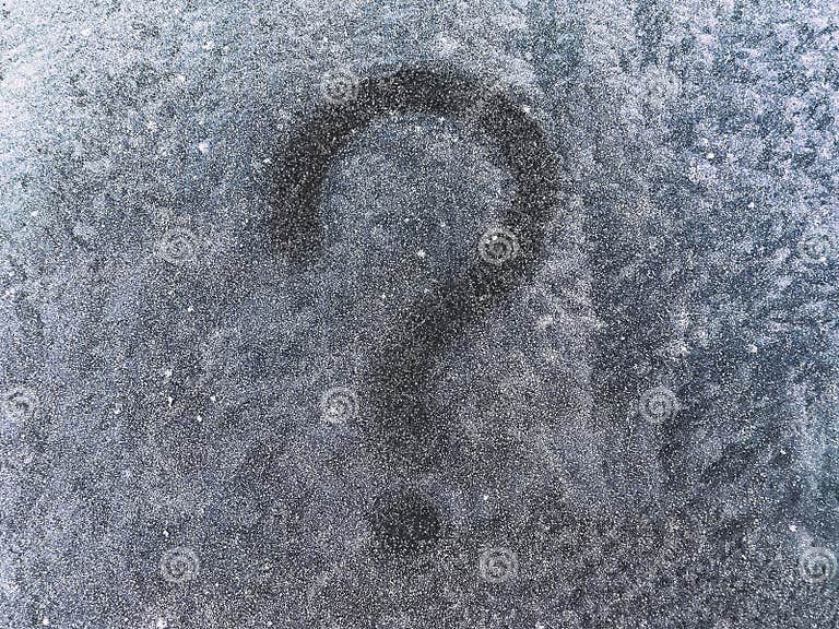 Texture of Ice on a Window with a Question Mark.Texture of Ice on a ...