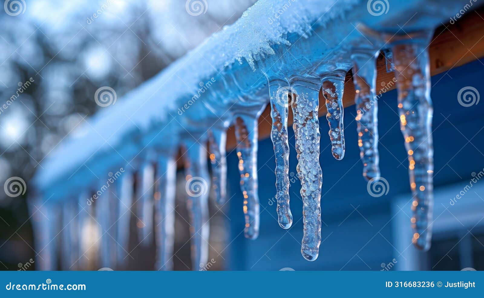 Texture of Icicles Hanging from a Rooftop Catching the Light and ...
