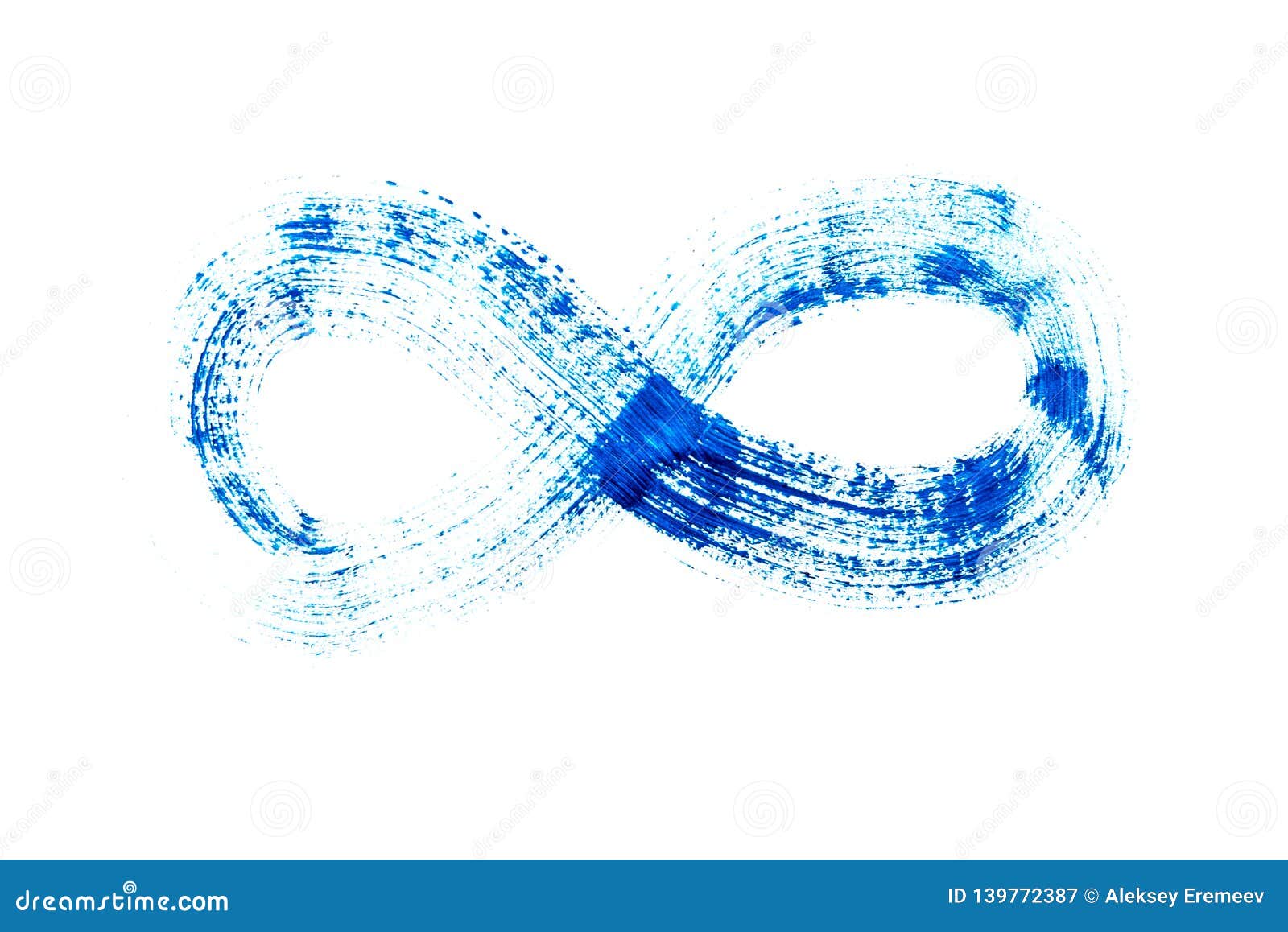 The Texture of the Infinity Sign Blue Paint on White Isolated ...