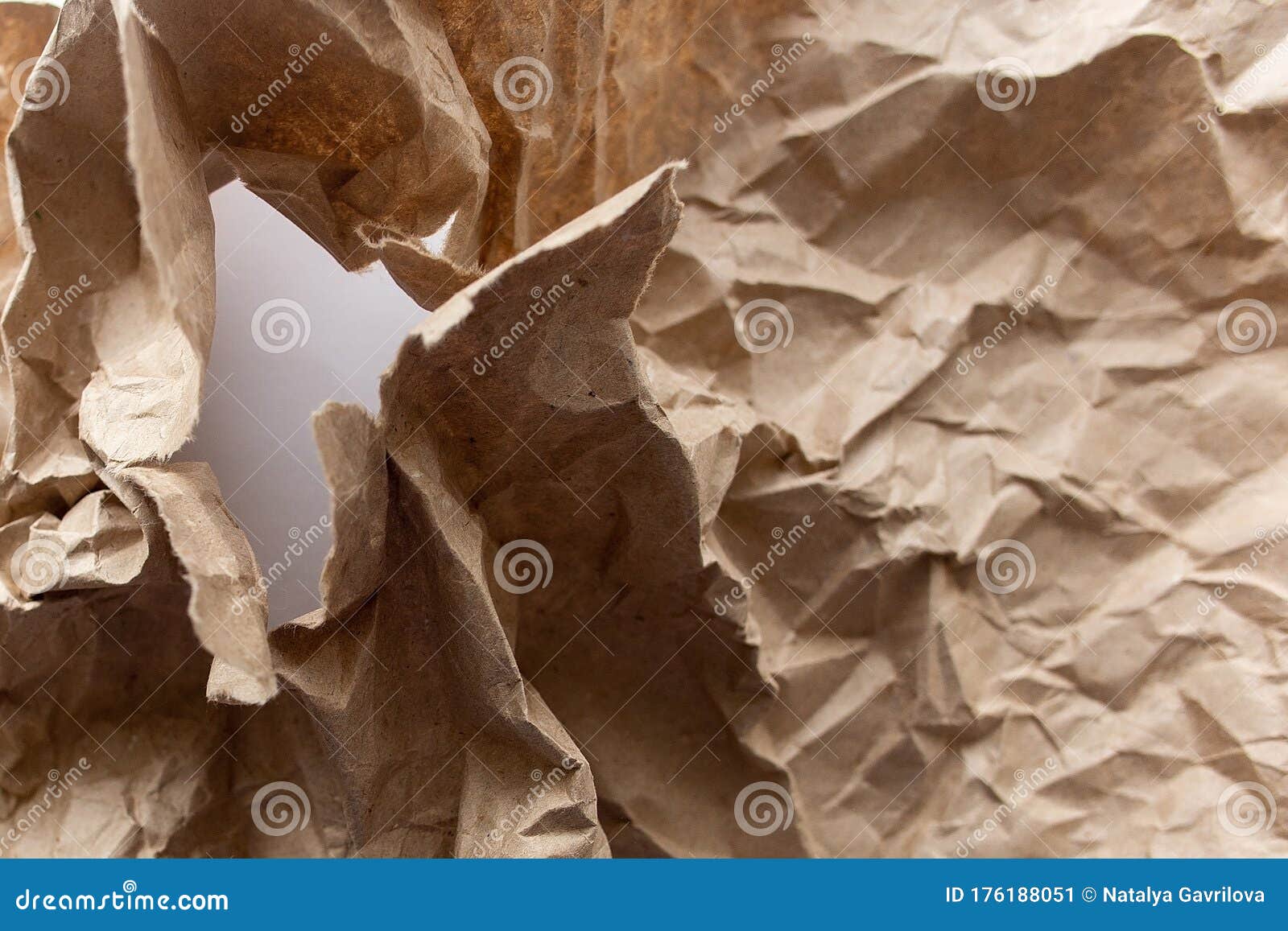 Texture of Kraft Paper Lay Flat. Crumpled Cream Paper Background Stock ...
