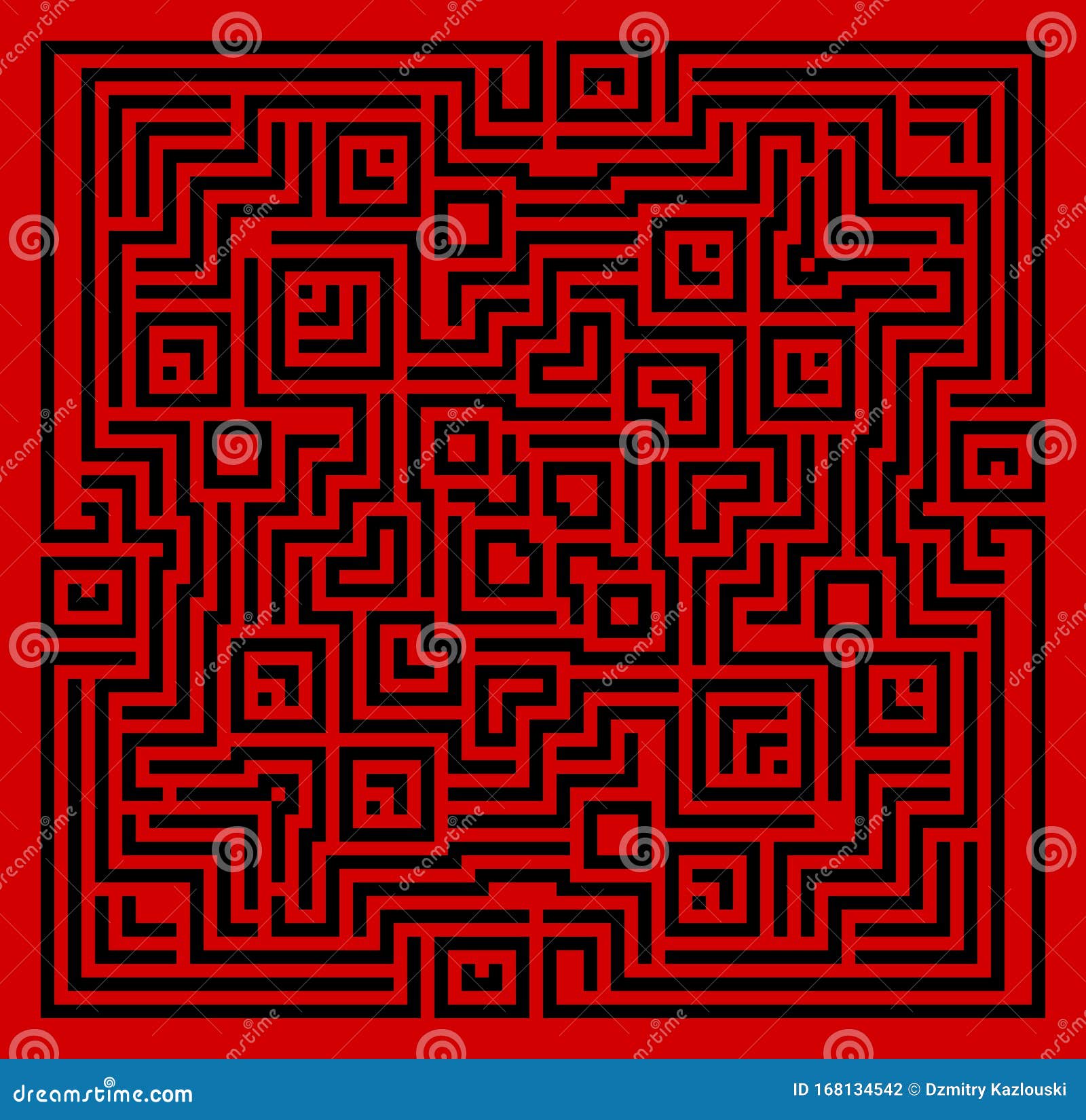 Texture of Labyrinth on a Red Background Stock Illustration ...