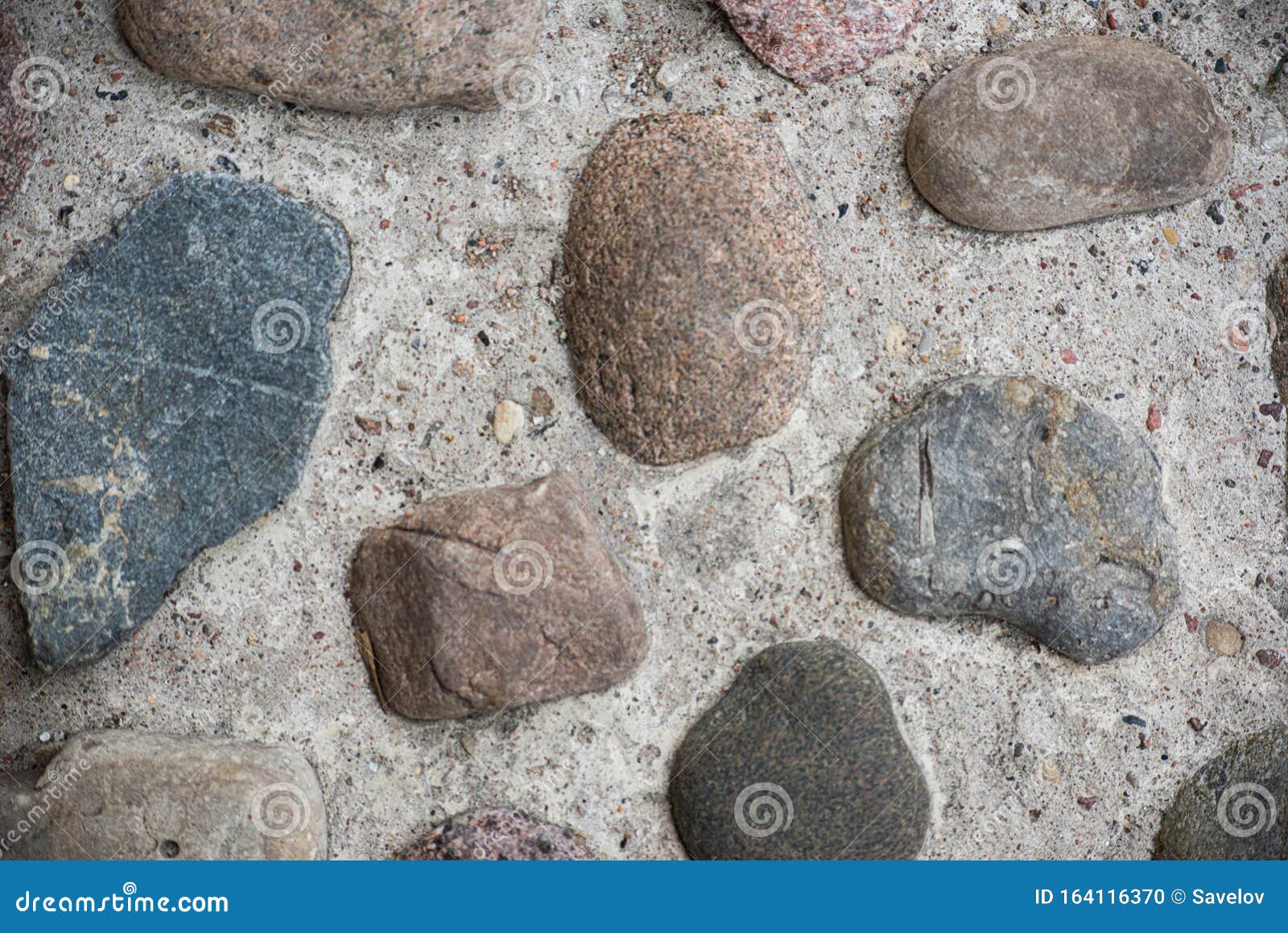 Texture of Large Cobblestones in Concrete is Close Stock Photo - Image ...