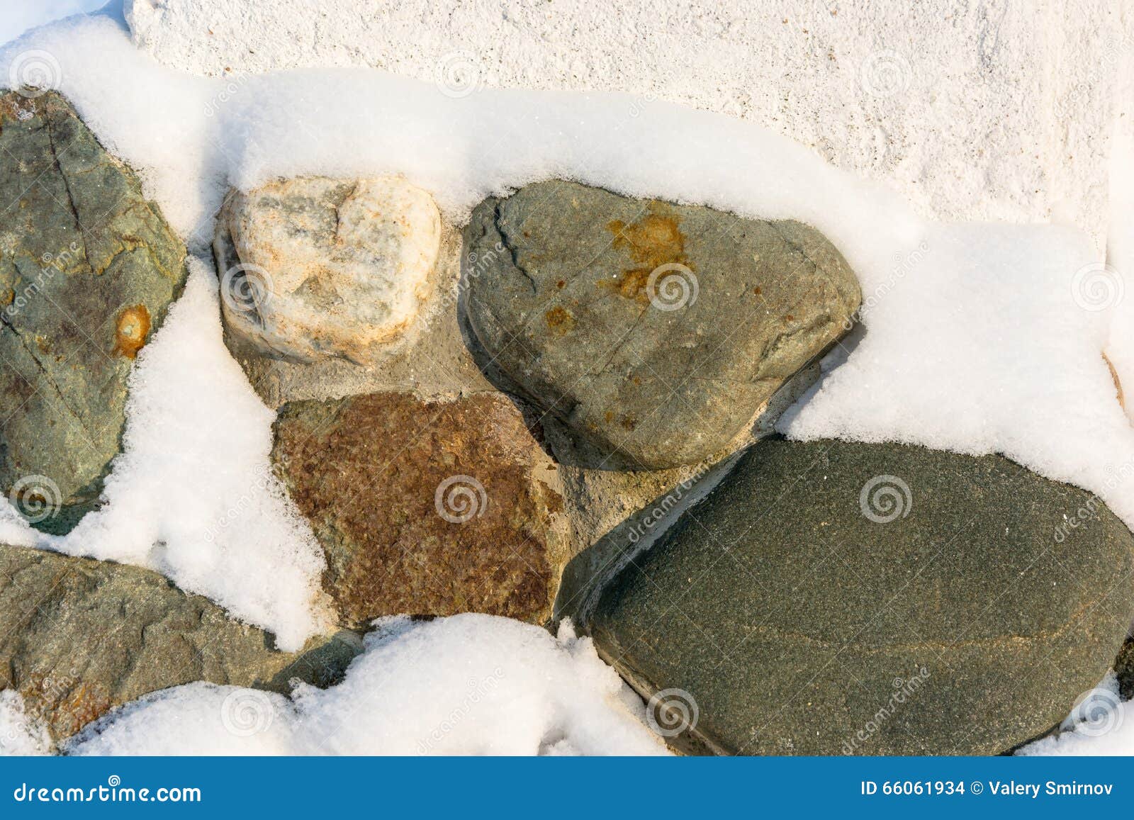 The Texture of Large Stones on a Snow Background. Stock Photo - Image ...