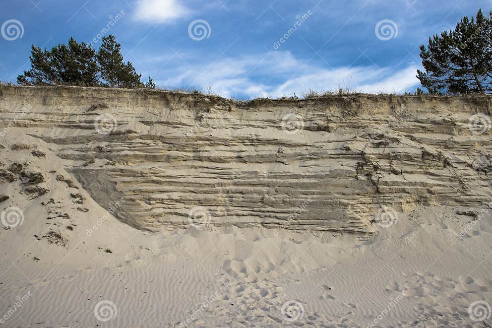 Texture from a Layer of Sand Creating a Dune, Sand Cliff Formation ...