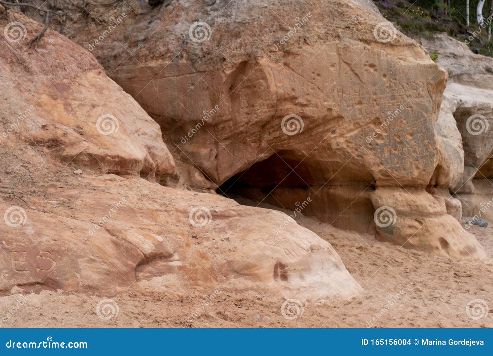 Texture of Layers of Yellow Sand Cross Section. Cliff on the Beach ...