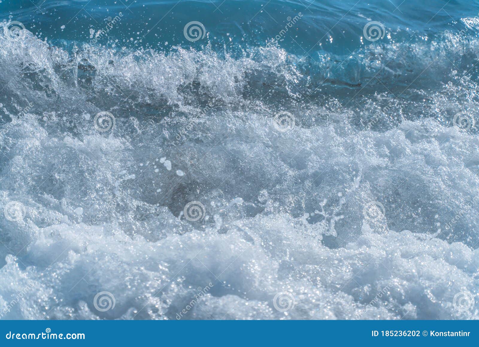 Texture Light Blue Surface of Raging Sea Water with White Foam and Wave ...