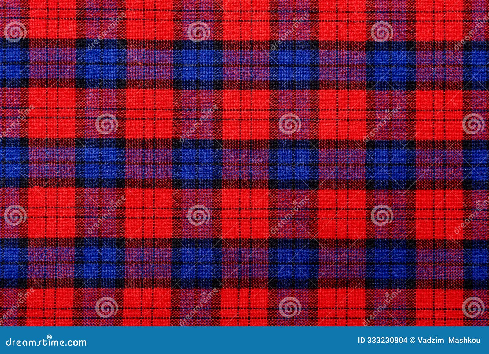 The Texture of Linen Fabric in a Large Cage of Blue, Red and White ...