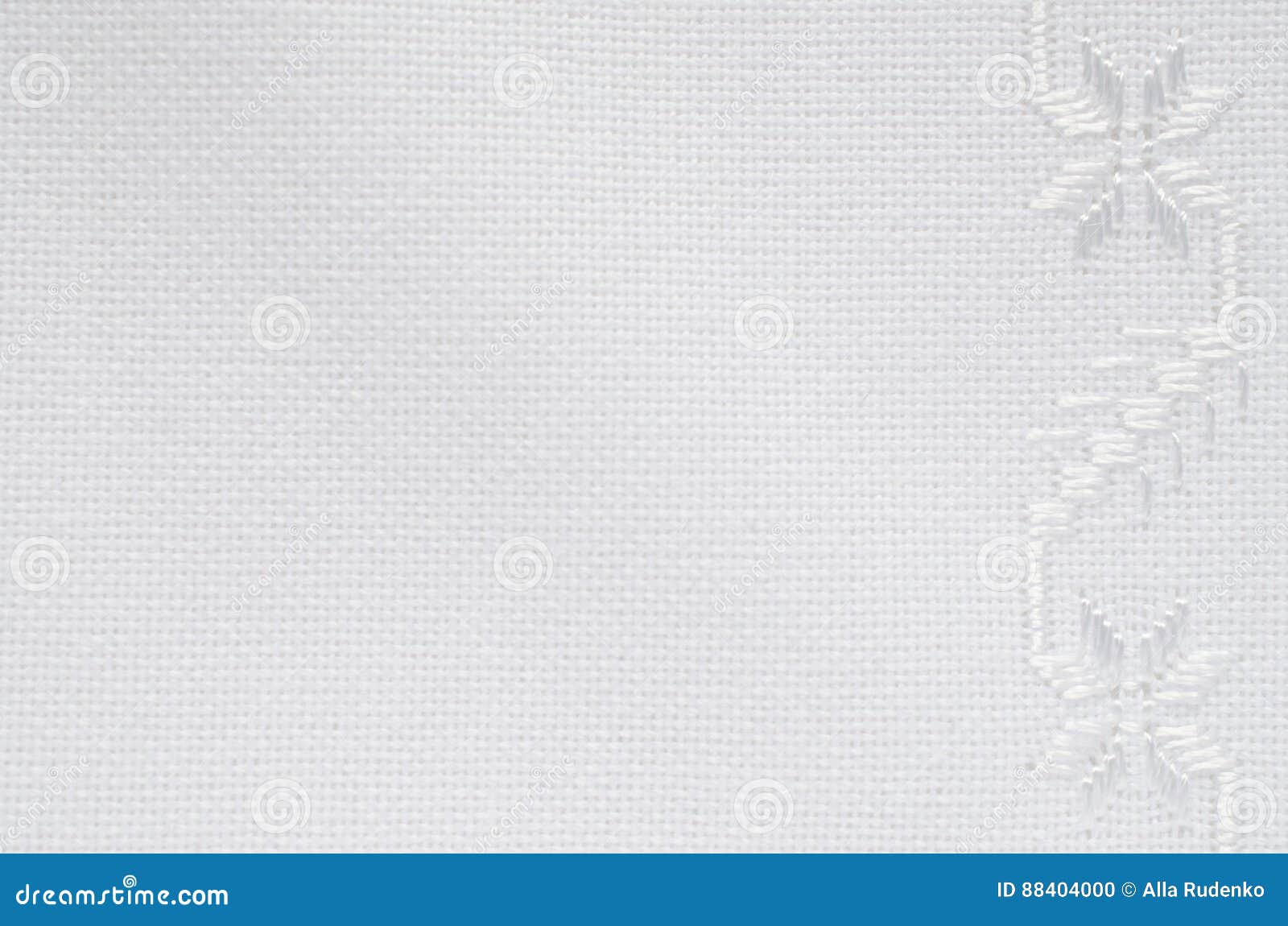 Texture of Linen Fabric with White Silk Embroidery Stock Photo - Image ...