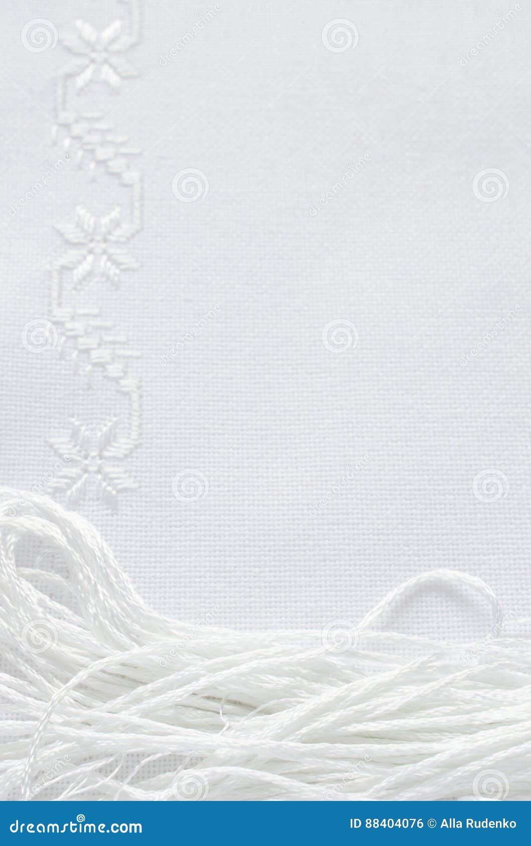 Texture of Linen Fabric with White Silk Embroidery Stock Photo - Image ...