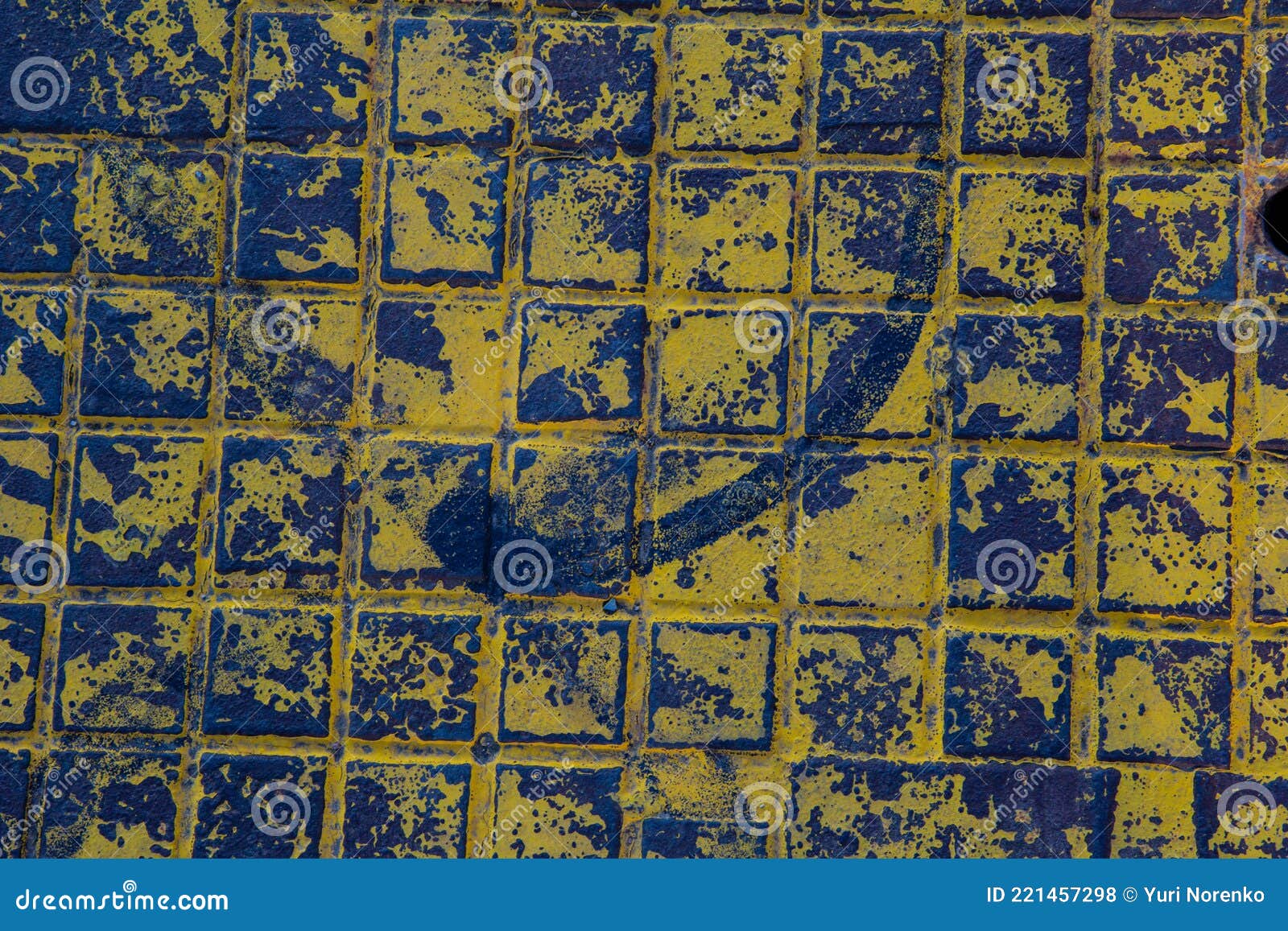 The Texture of a Manhole Cover Drenched in Yellow Paint Stock Photo ...