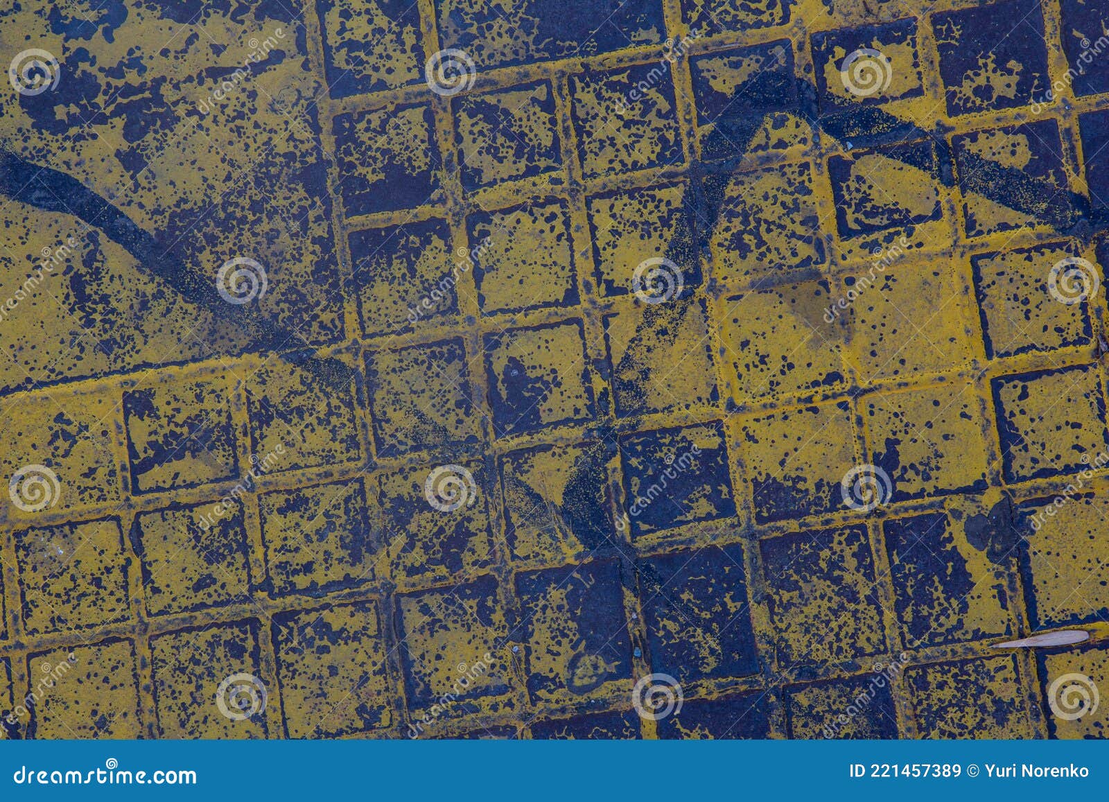 The Texture Of A Manhole Cover Drenched In Yellow Paint Royalty-Free ...