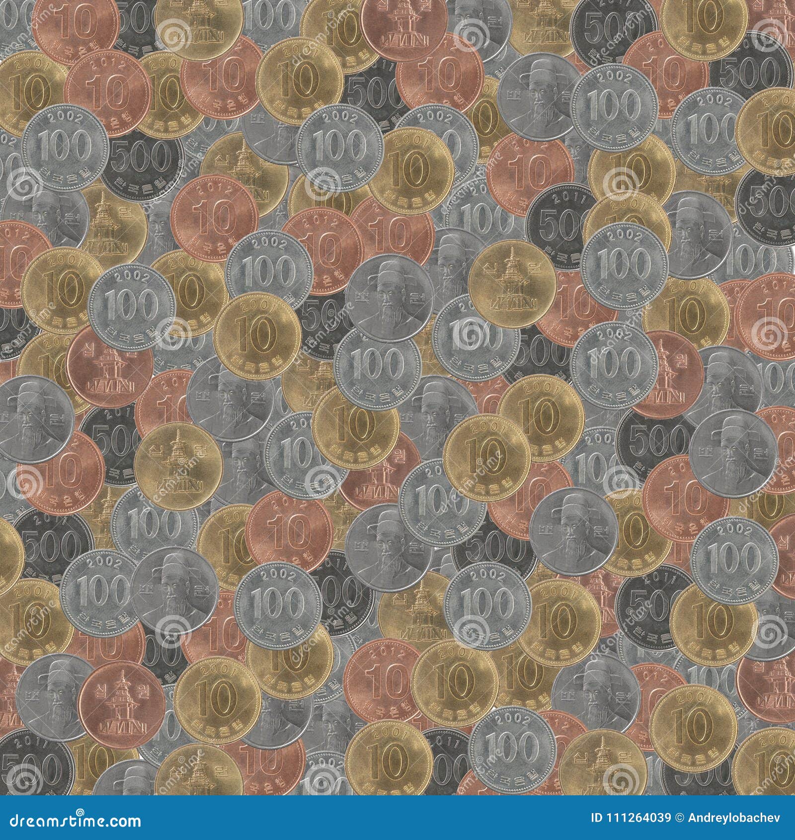 Texture Korean coins stock image. Image of texture, detail - 111264039