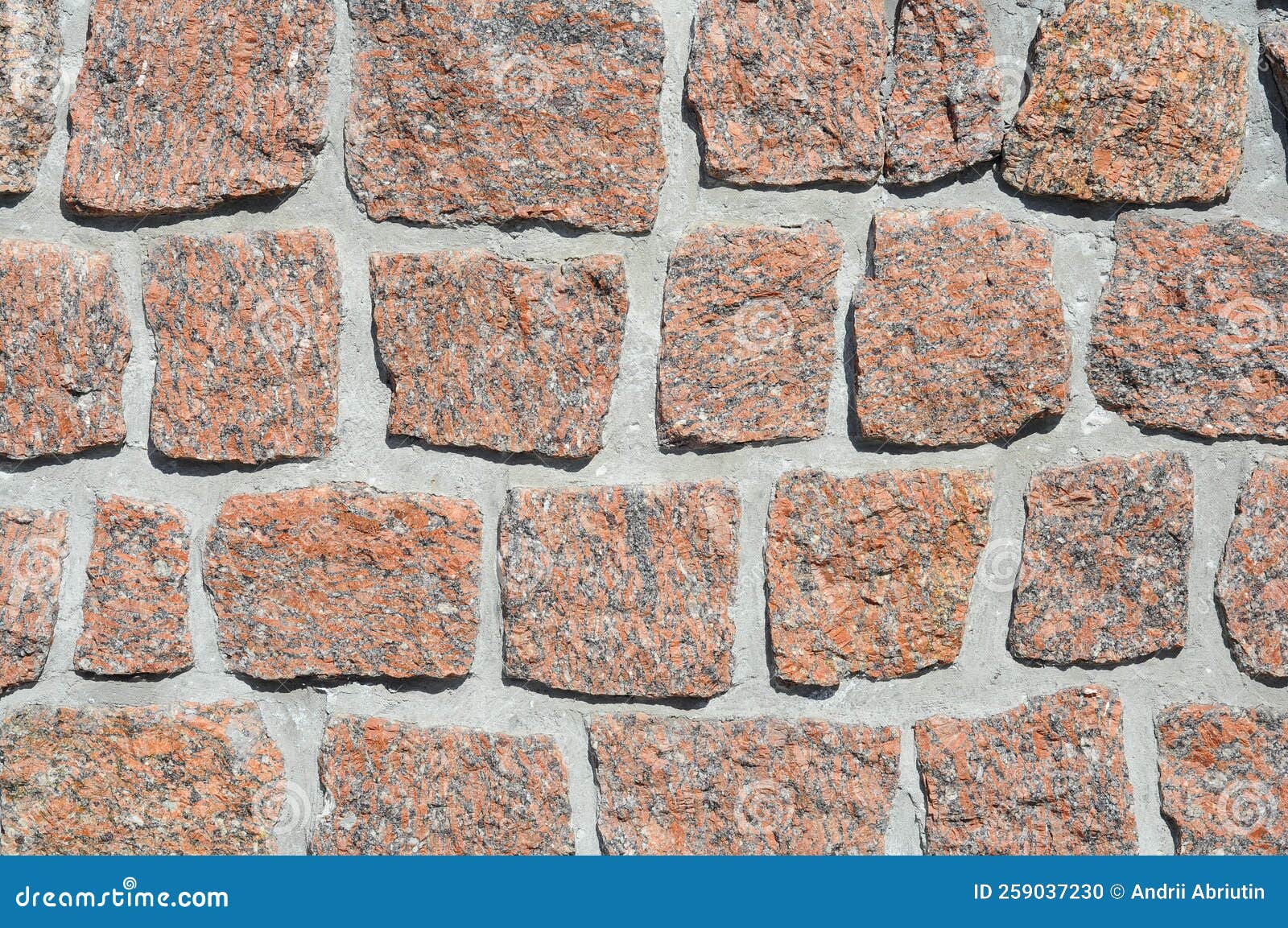 Texture of Masonry of Red Granite, Natural Stone and Concrete Rows ...