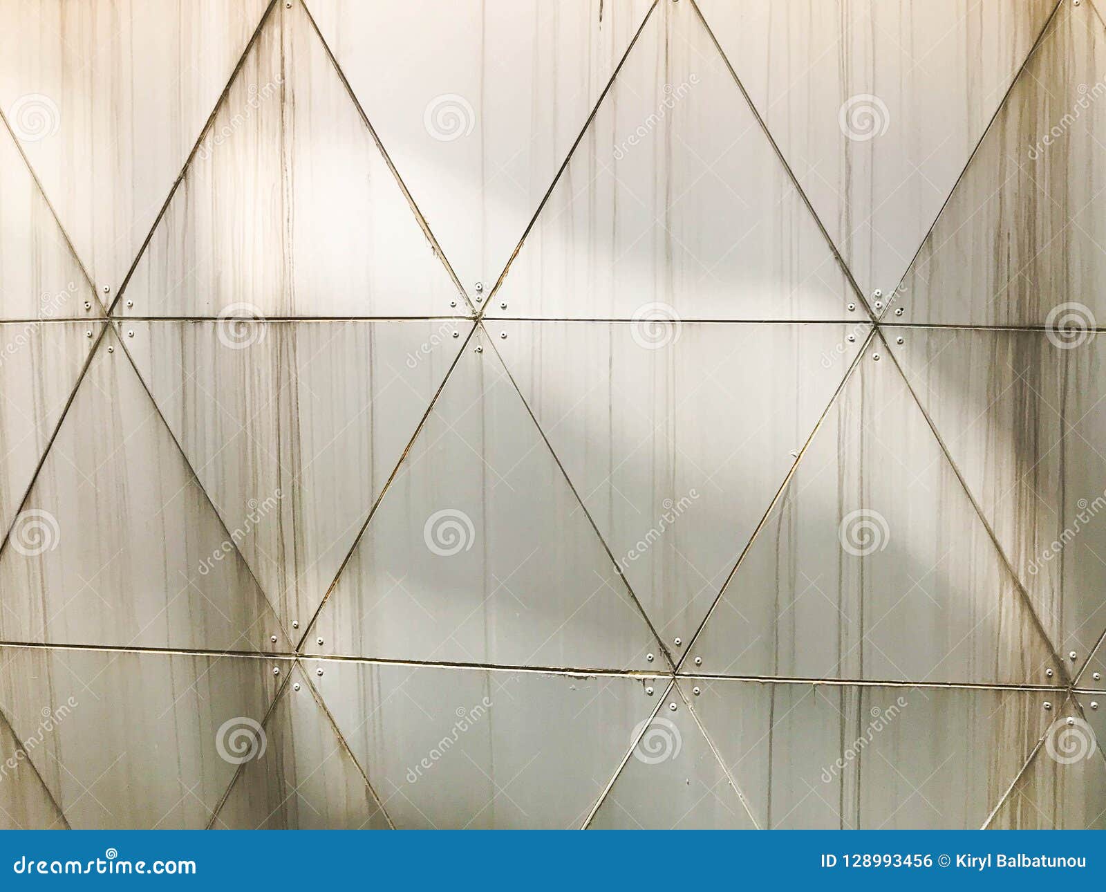 Texture of Metal Industrial Iron White Wall of Triangular Plates with ...