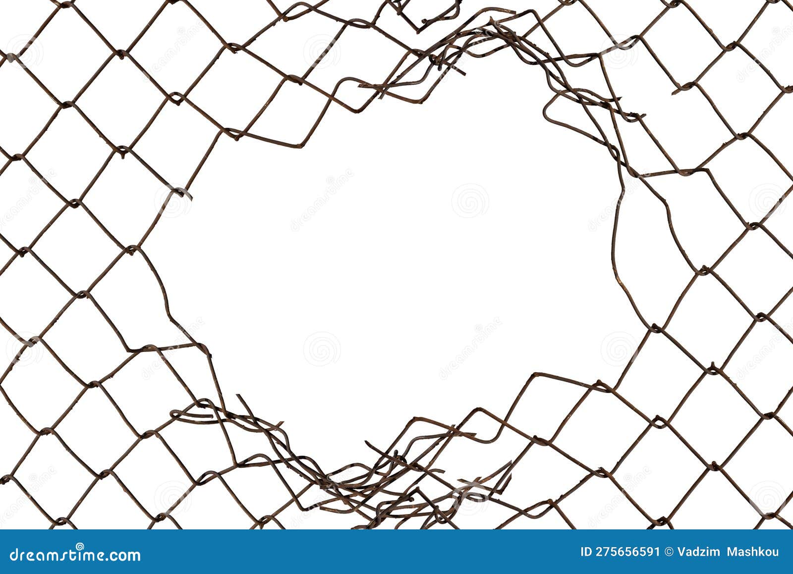 The Texture of the Metal Mesh. Torn, Destroyed, Broken Metal Mesh on a ...