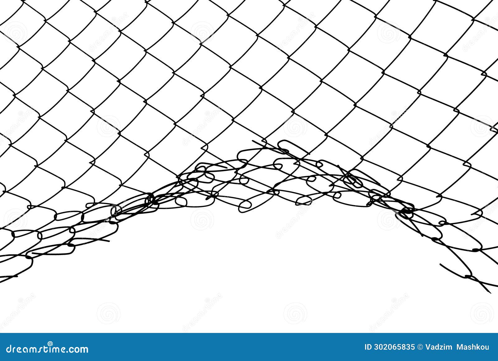 The Texture Of The Metal Mesh. Torn, Destroyed, Broken Metal Mesh On A ...