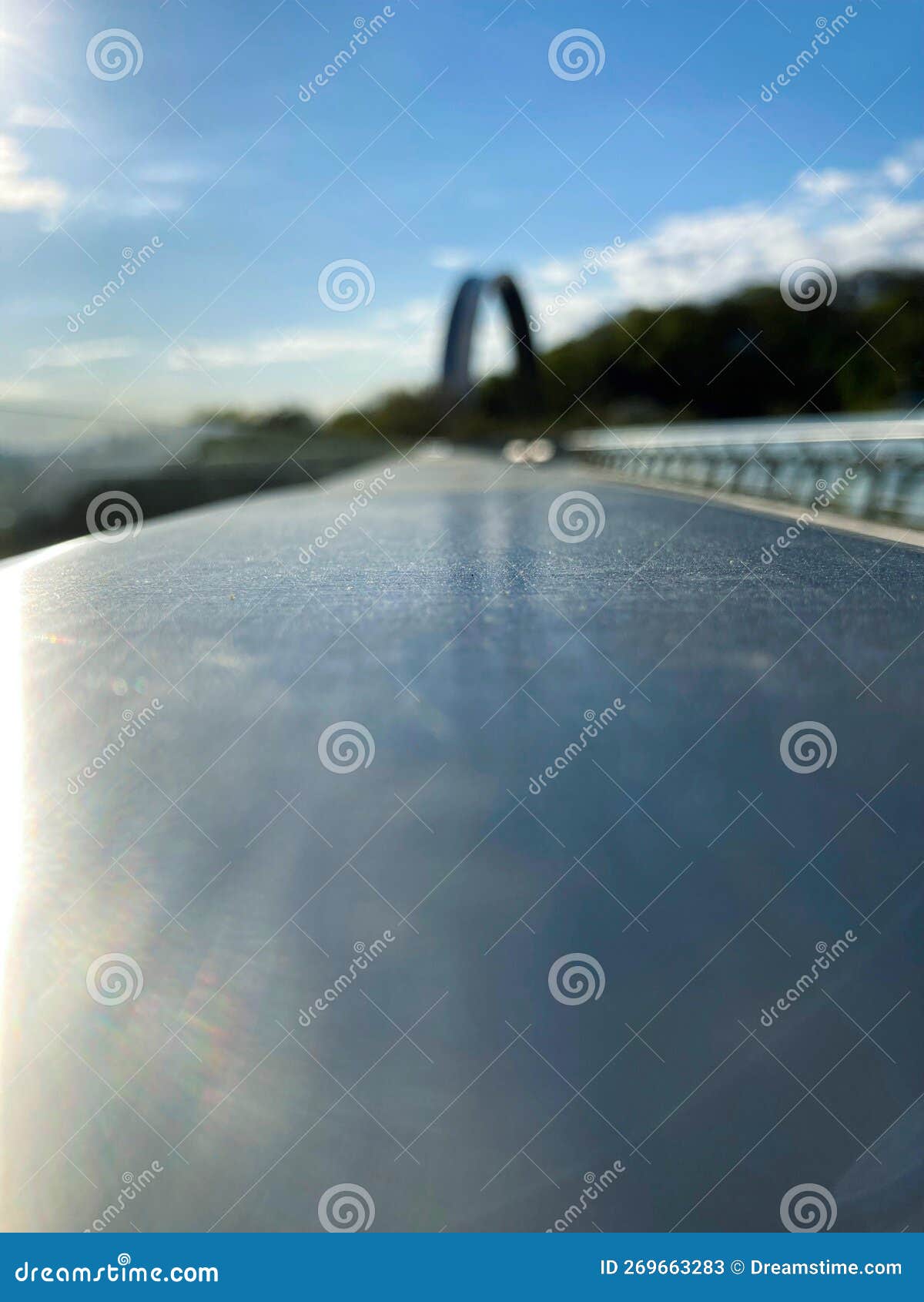 Close-up Steel Railing Structure Installed on Granite Tile Wall Stock ...