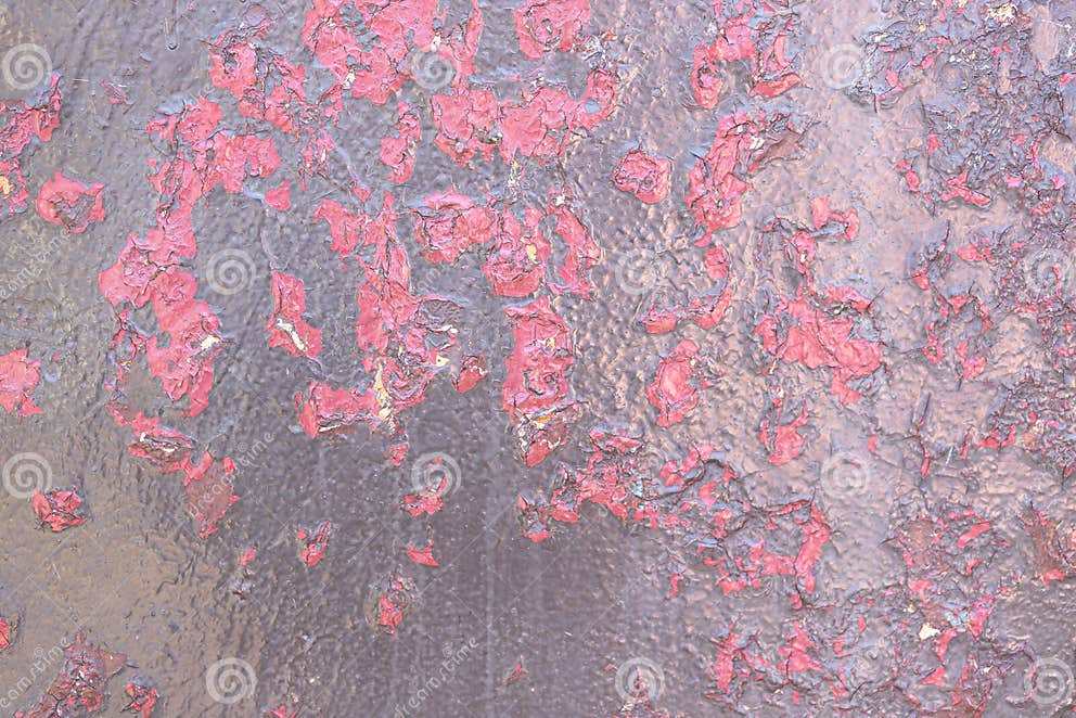 Texture of Metal Surface with Flaking Brown and Raspberry-red Paint ...