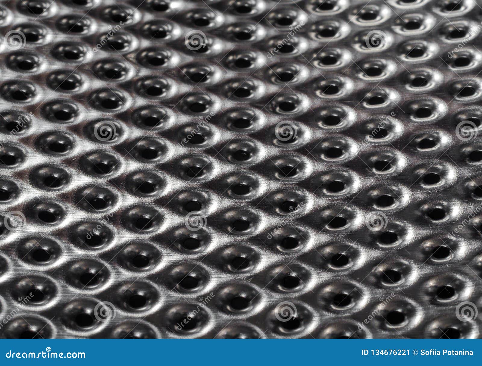 Texture Metal Surface with a Round Perforation Macro Closeup Stock ...