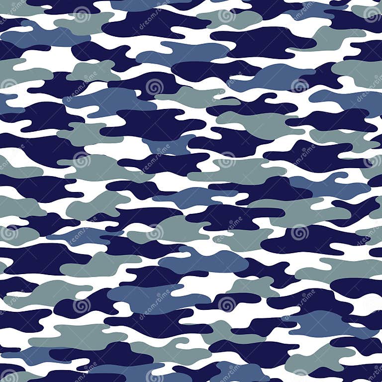 Texture Military Blue Camouflage Seamless Pattern Stock Vector ...