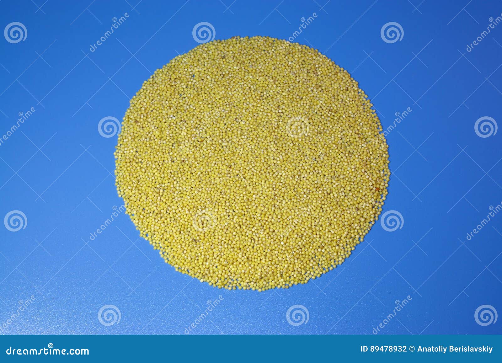 The Texture of Millet on a Blue Background Stock Photo - Image of gruel ...