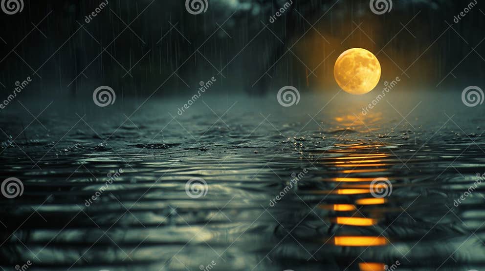 Texture of a Moons Reflection on a Dark Lake Adding an Ethereal Quality ...