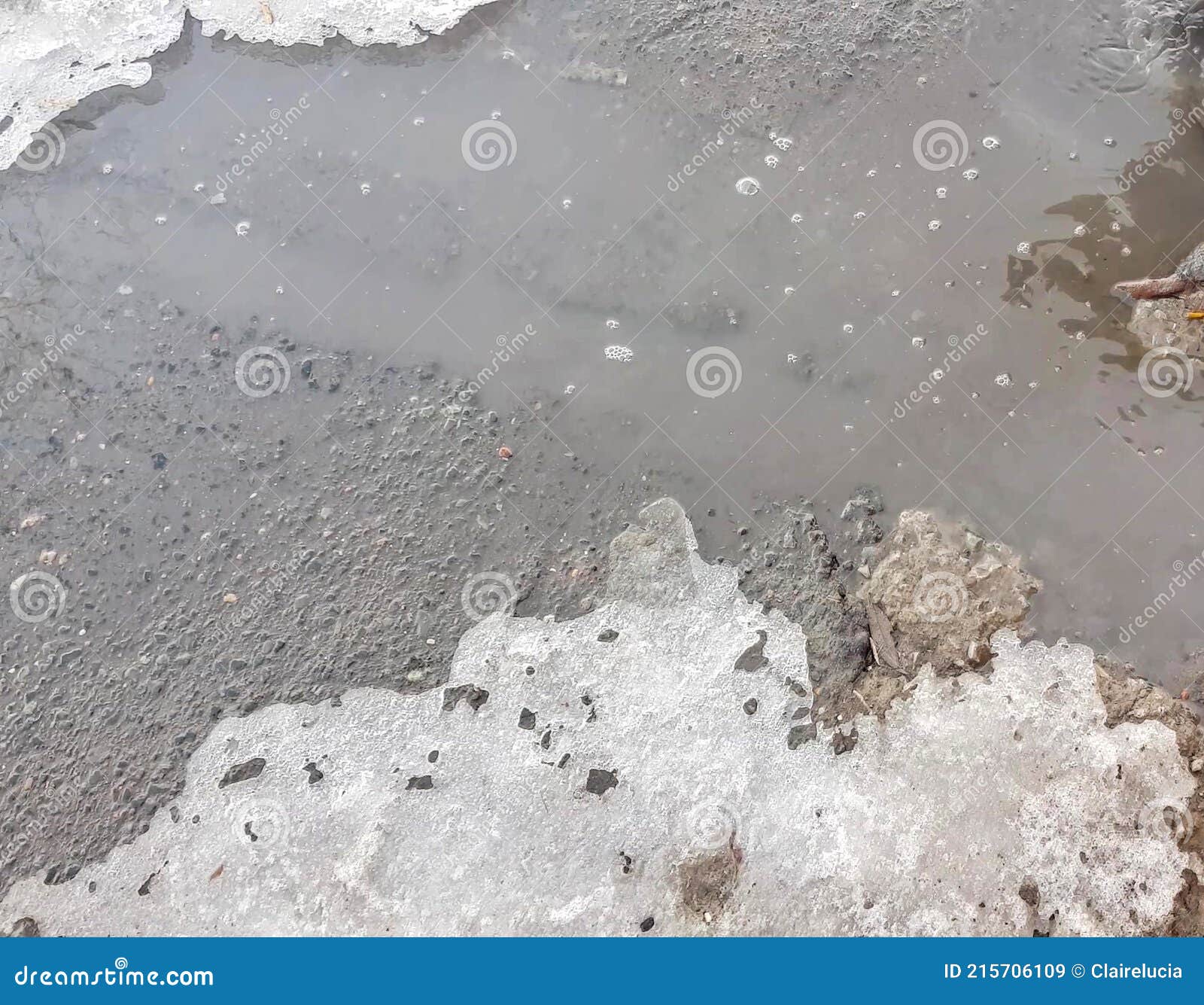 The Texture of a Muddy Puddle with Snow, Ice and Debris, Spring ...