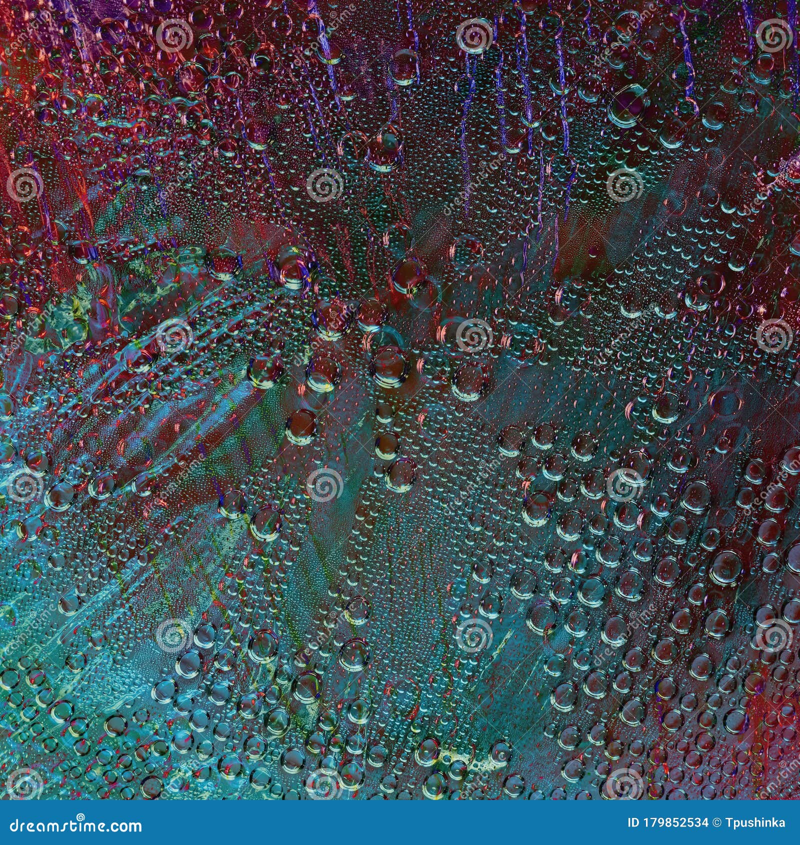 Texture. Multi-colored Silhouettes of Flowing Raindrops are Located on ...