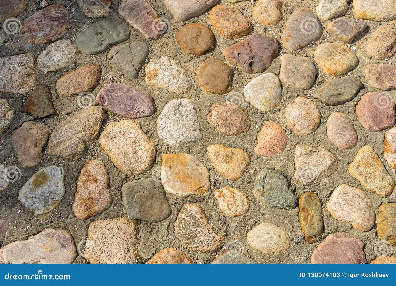 Texture of Multi-colored Smooth Stones Connected by Concrete Stock ...