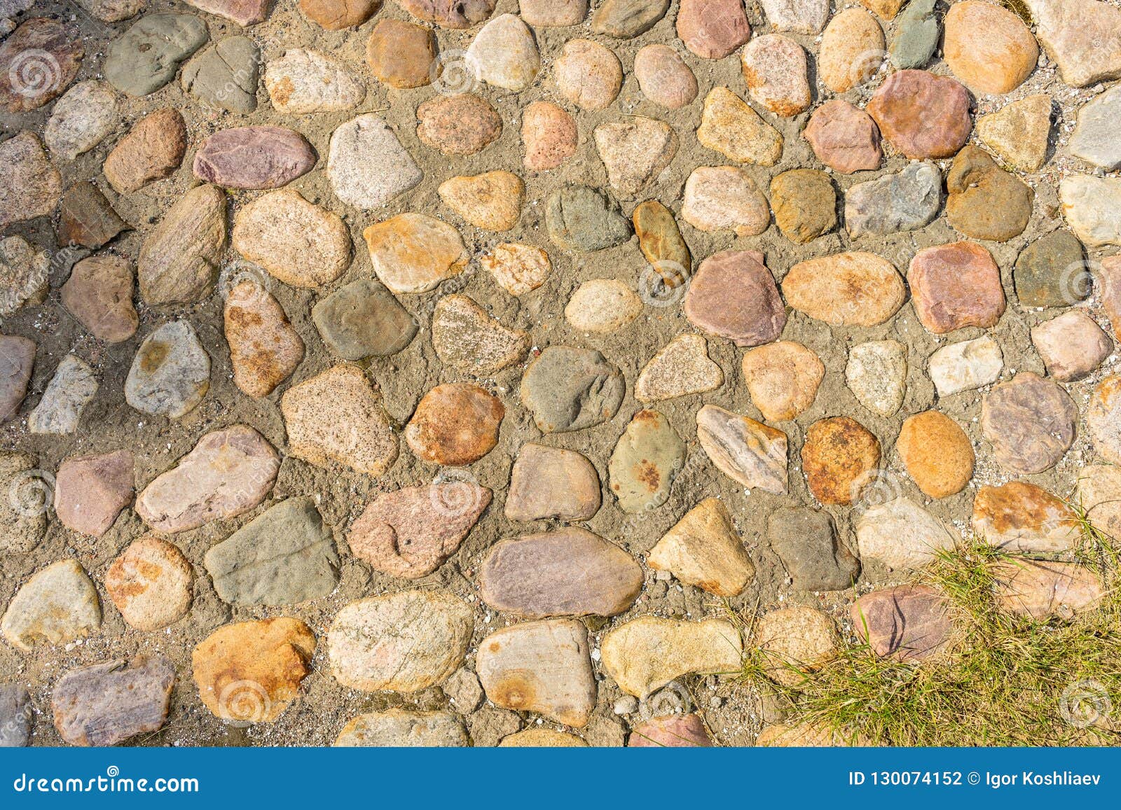Texture of Multi-colored Smooth Stones Connected by Concrete Stock ...