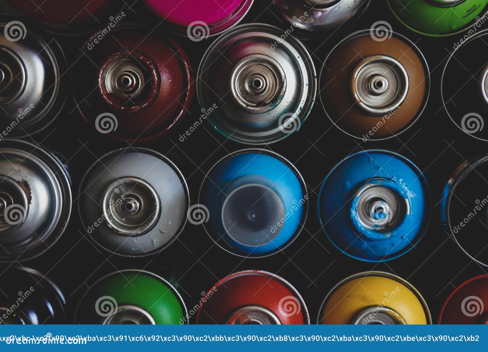 Texture of Multi-colored Spray Cans with Paint for Graffiti Stock Photo ...