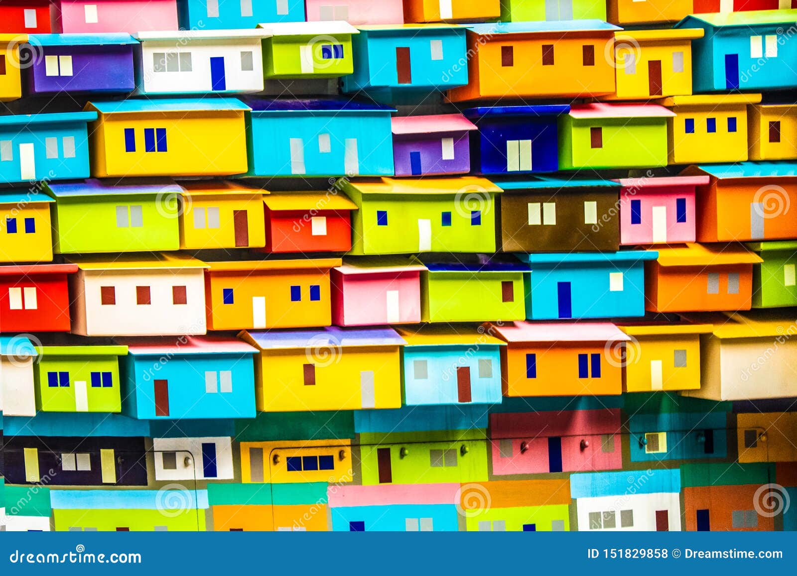 The Texture of the Multicolor Houses Bright Buildings. Stock Photo ...