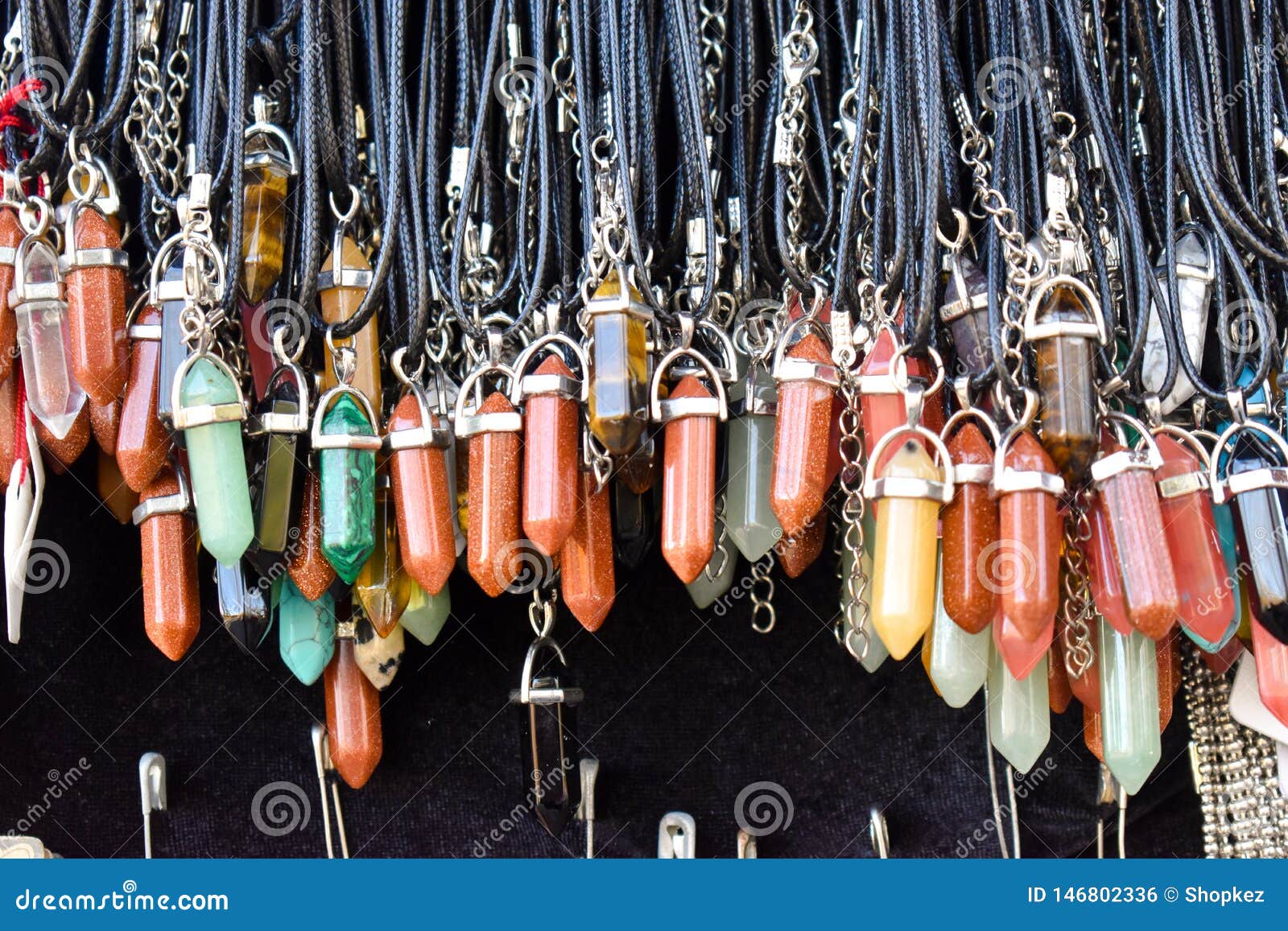 Texture of Necklaces Made with Mineral Crystals Stock Photo - Image of ...