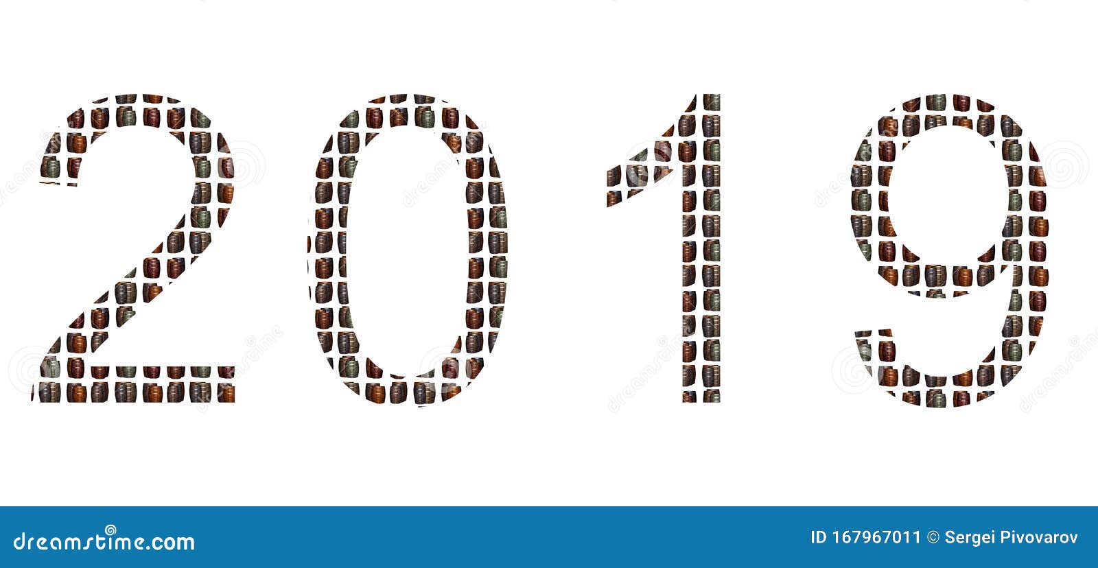 Texture Oak Barrel Figures Two Thousand Nineteen Symbol New Year White ...