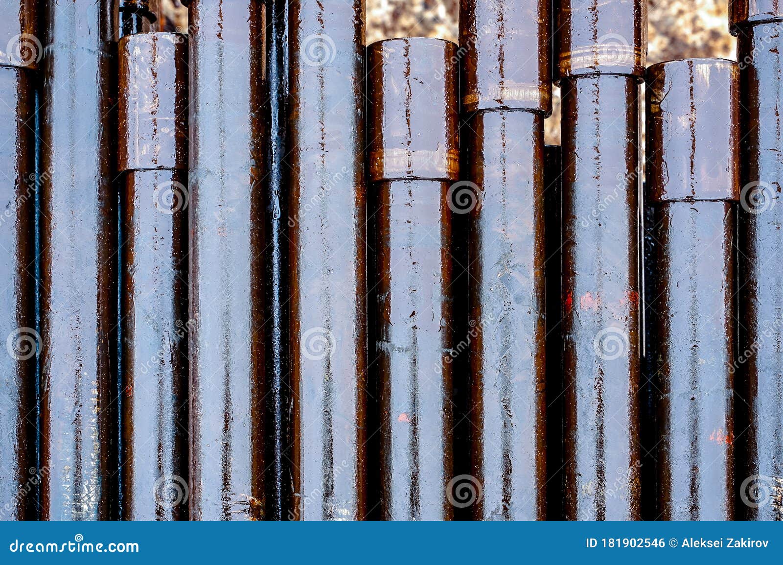 Texture Oil Drill Pipe. Rusty Drill Pipes Were Drilled in the Well ...