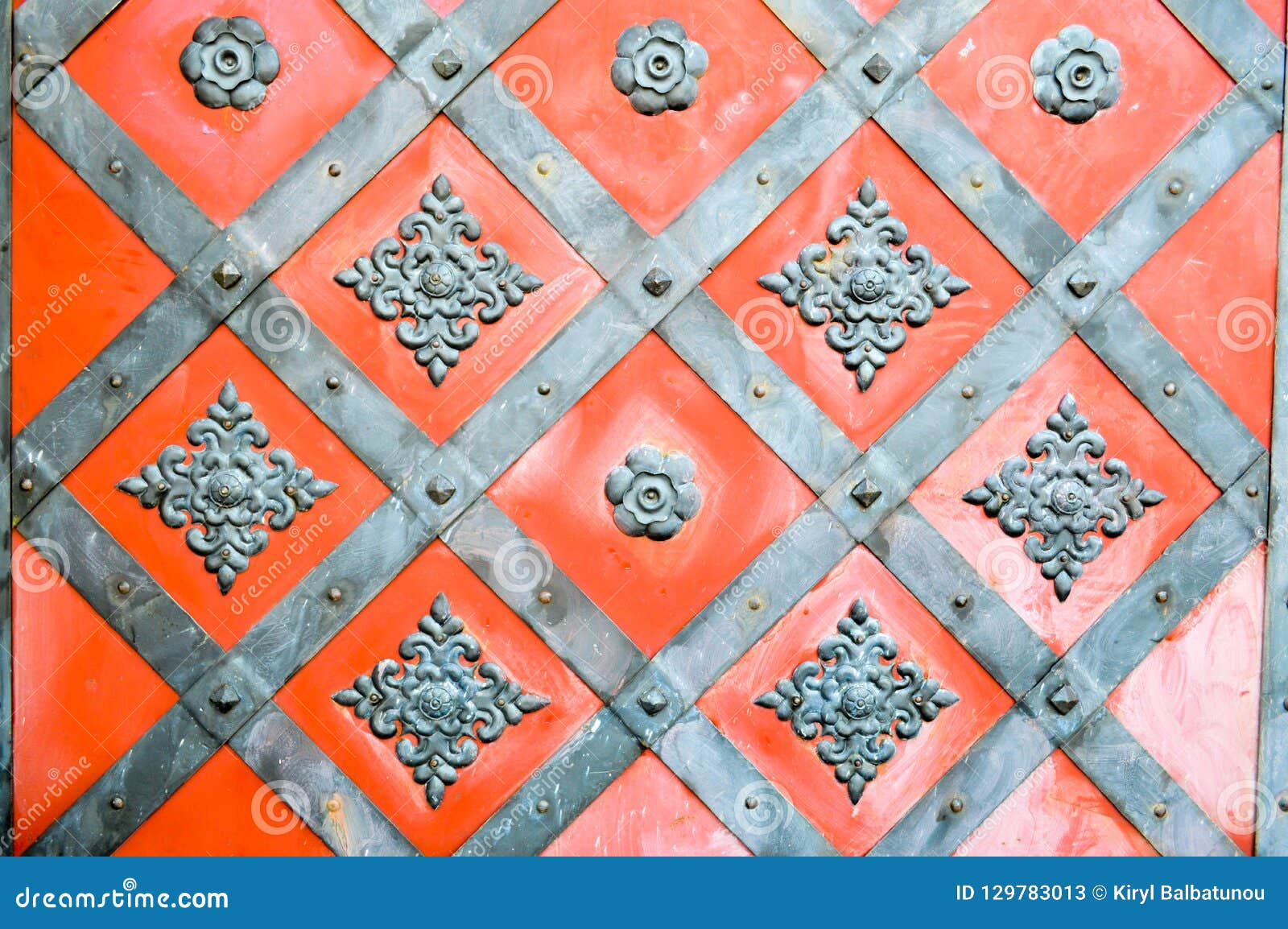 Texture of an Old Ancient Medieval Red Antique Sturdy Iron Metal Door ...
