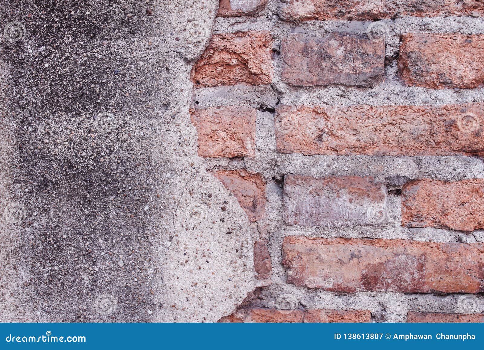 Texture Old Brick Decayed Patterns on Urban Concrete Wall for ...