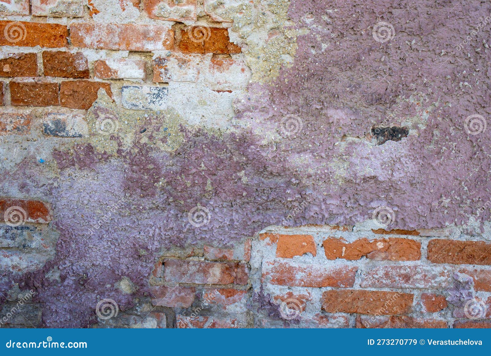 Old Brick Wall with Collapsed Plaster Stock Image - Image of dirty ...