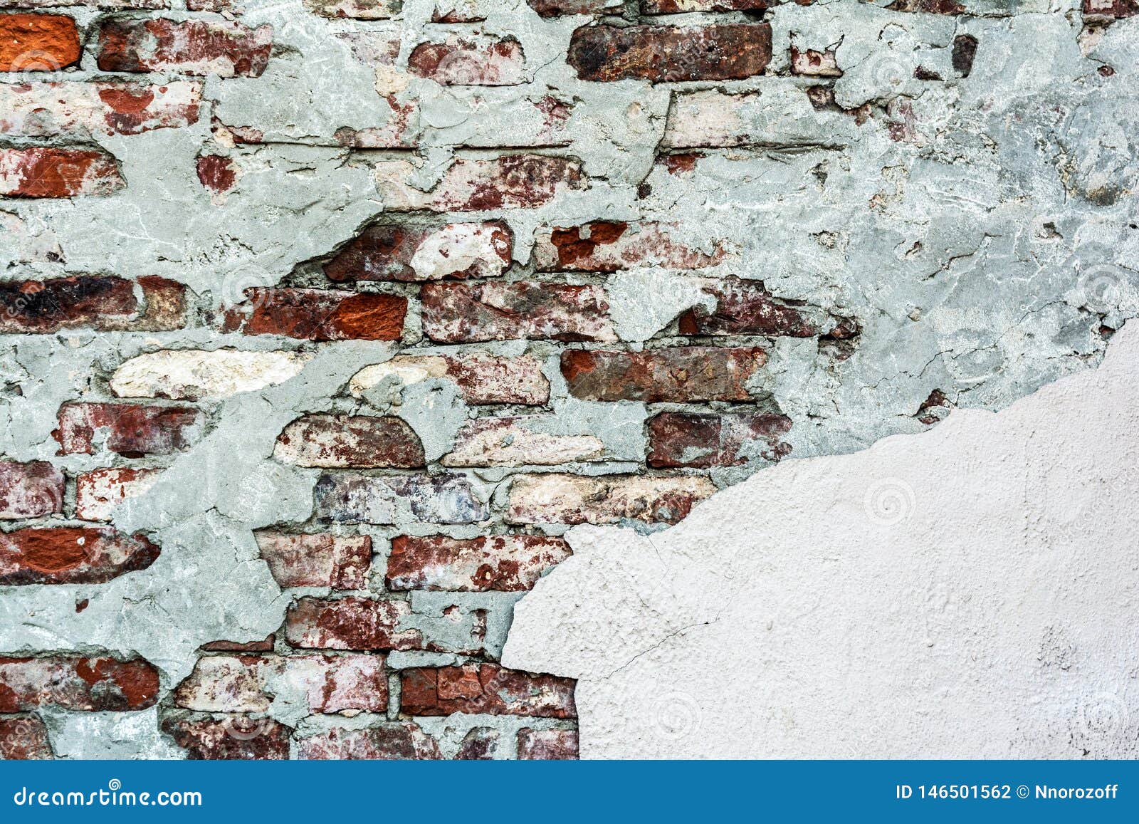 Texture Old Brick Wall with Crumbling Plaster and Shattered, Abstract ...