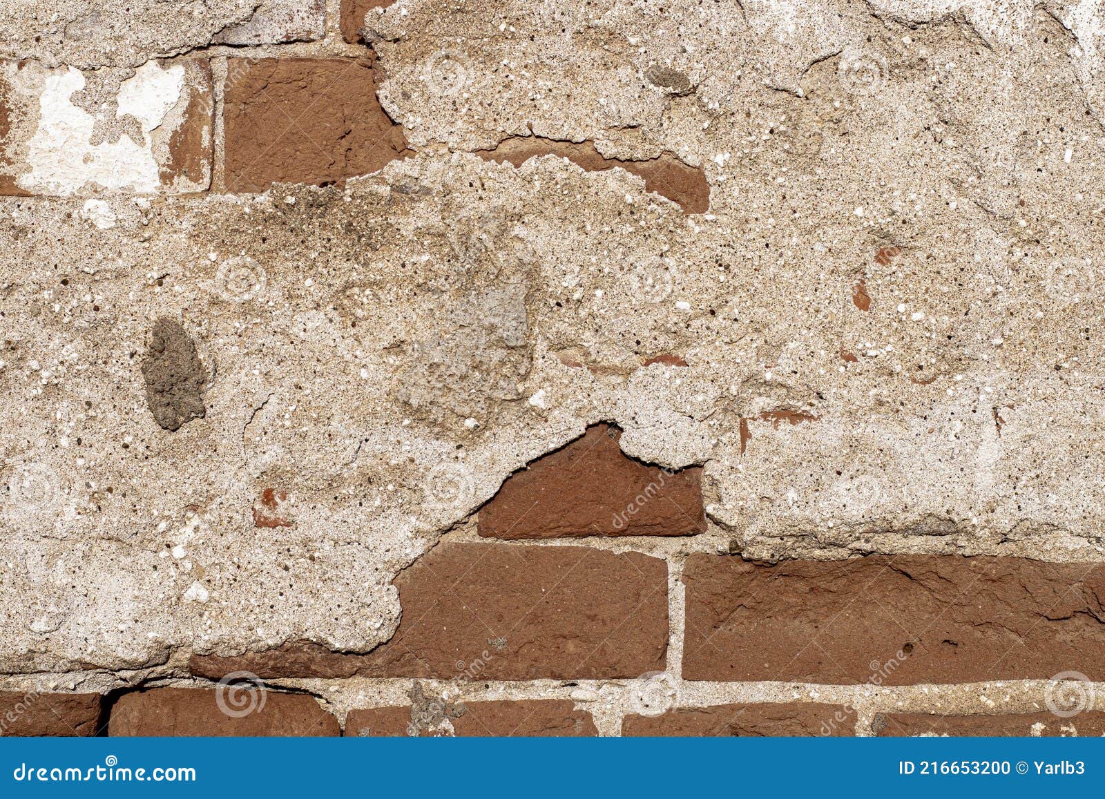 Texture of Old Brick Wall with Destroyed Plaster.Classic Brickwork As a ...