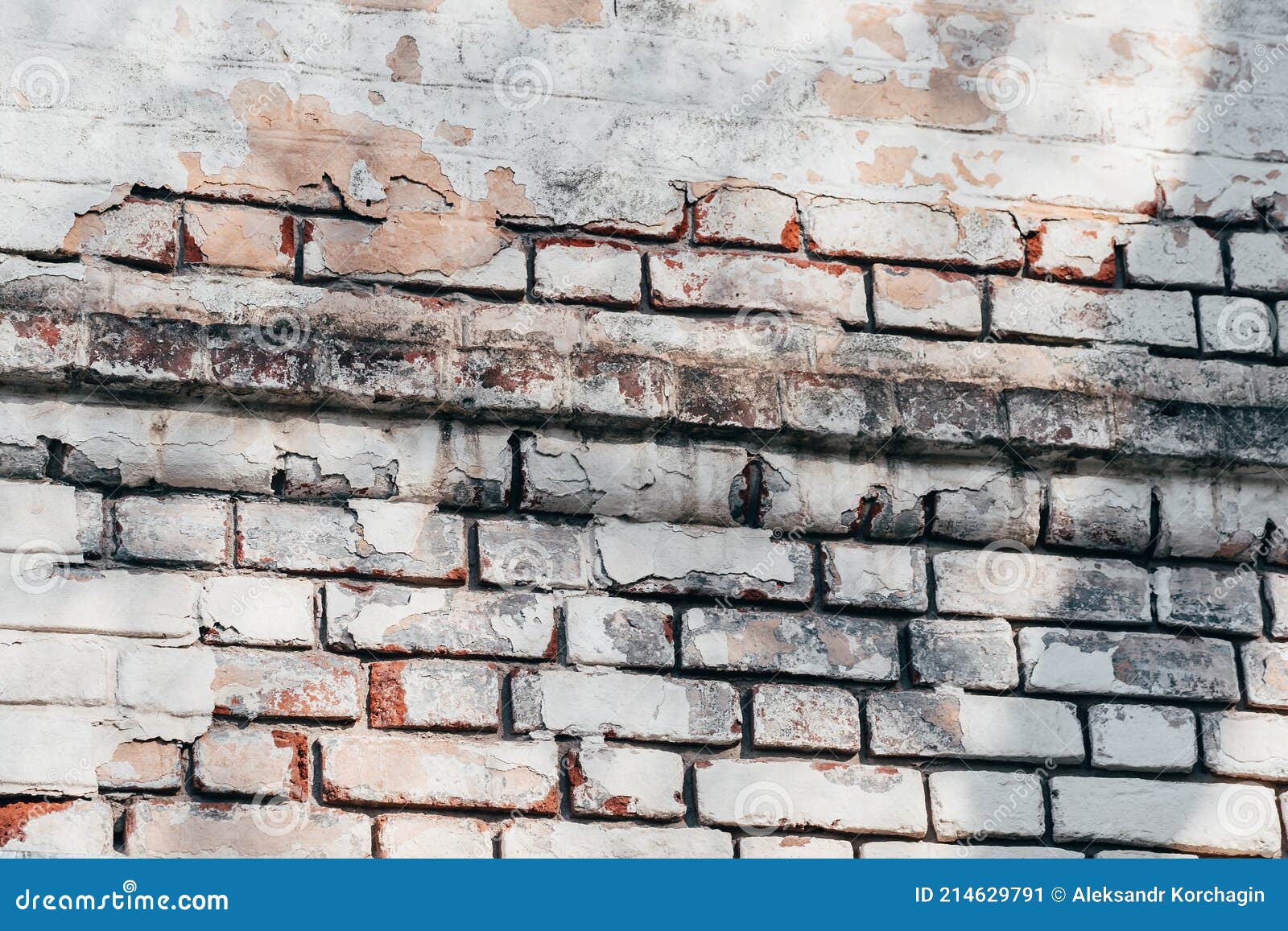 Texture of Old Brick Wall with Peeling Plaster Stock Image - Image of ...