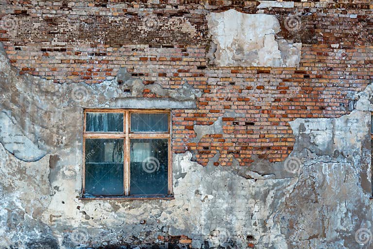 Texture of an Old Building with a Window. Background Ruined Plaster and ...