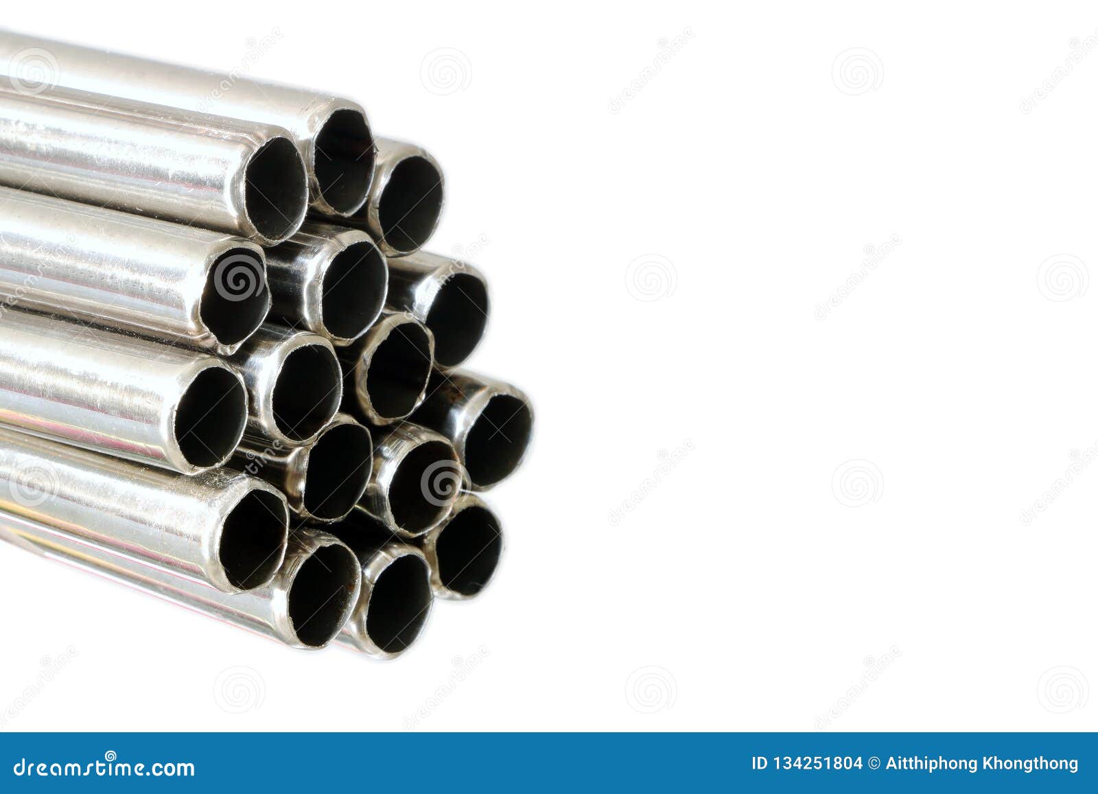 Texture of Old Chrome Steel Pipe Isolated on White Background Stock ...