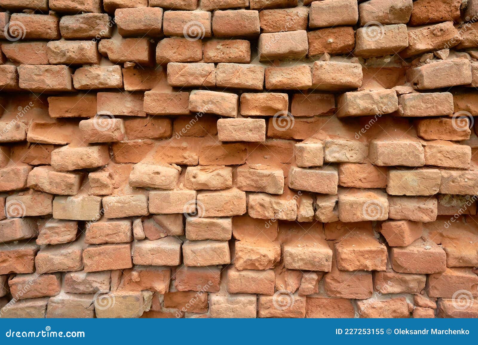 Texture of an Old Crumbling Brick Wall. Stock Image - Image of exterior ...