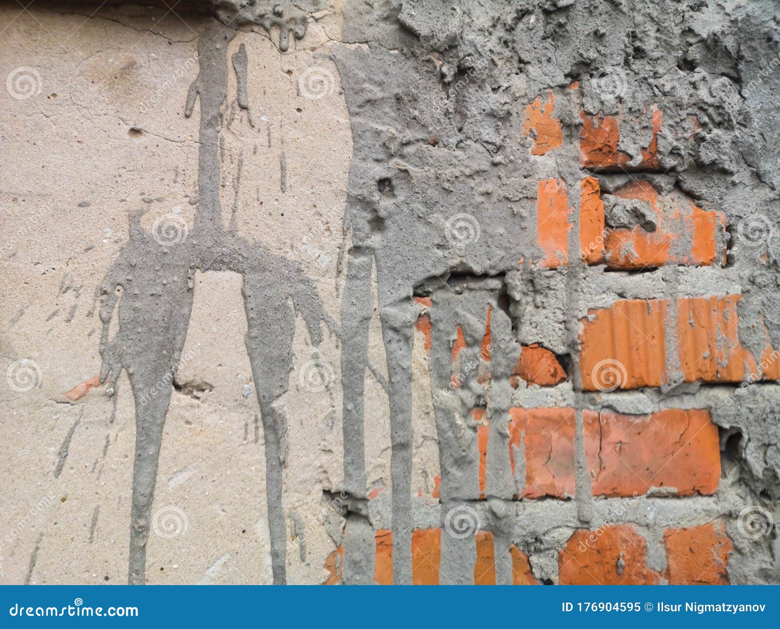 Texture of an Old Red Brick Wall Partially Painted White in Cloudy ...